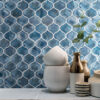 Blue Shimmer Arabesque - OWSI Old World Stone Imports Flooring and Design