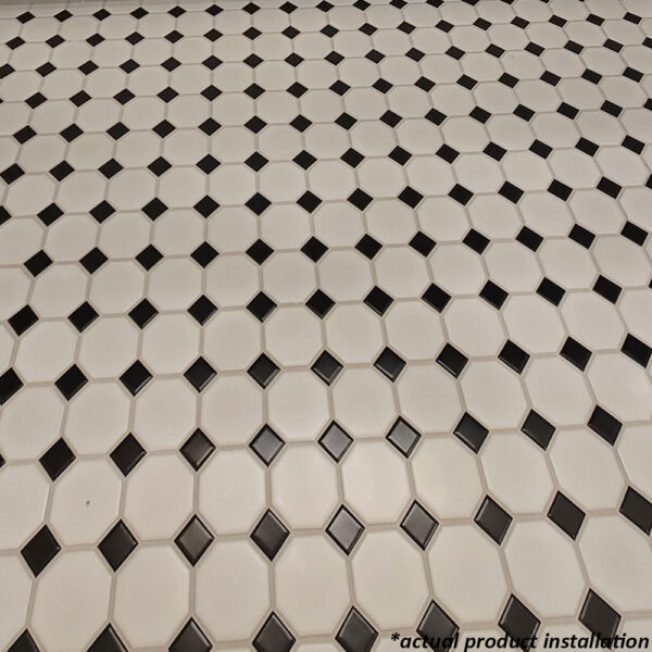 CC Mosaics Matte Snow White with Black Octagon 12" x 12" - OWSI Old ...