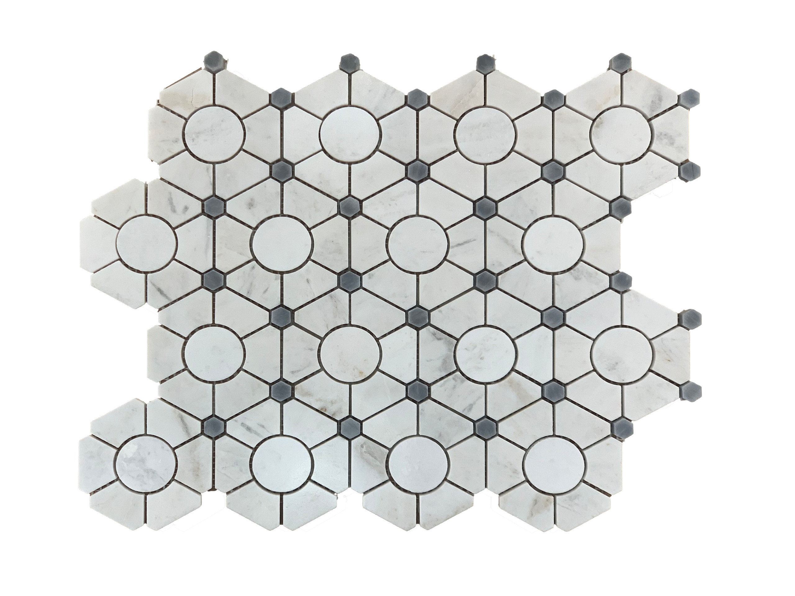 Daphne White Flower w/Blue Dot Mosaic - OWSI Old World Stone Imports ...