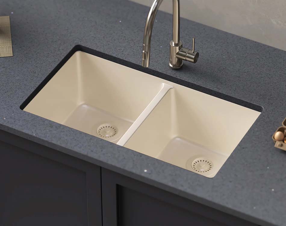 PL-200 Sand Granite Composite Topmount/Undermount Kitchen Sink 33" x 22 ...