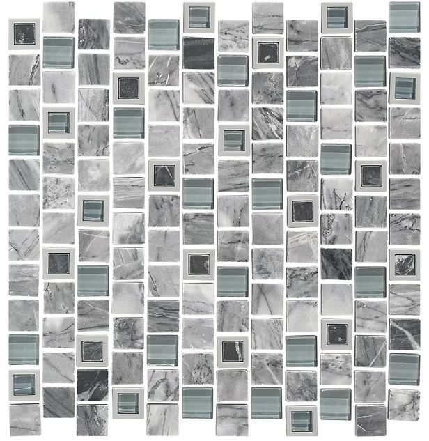 Deco IV Glass and Stone Mixed Gary 12″ x 12″ – OWSI Old World Stone ...